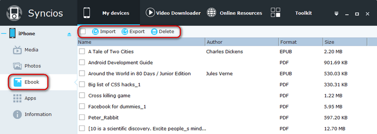 Syncios iPhone Manager -- Easily Manage Contents from Your iPhone on PC